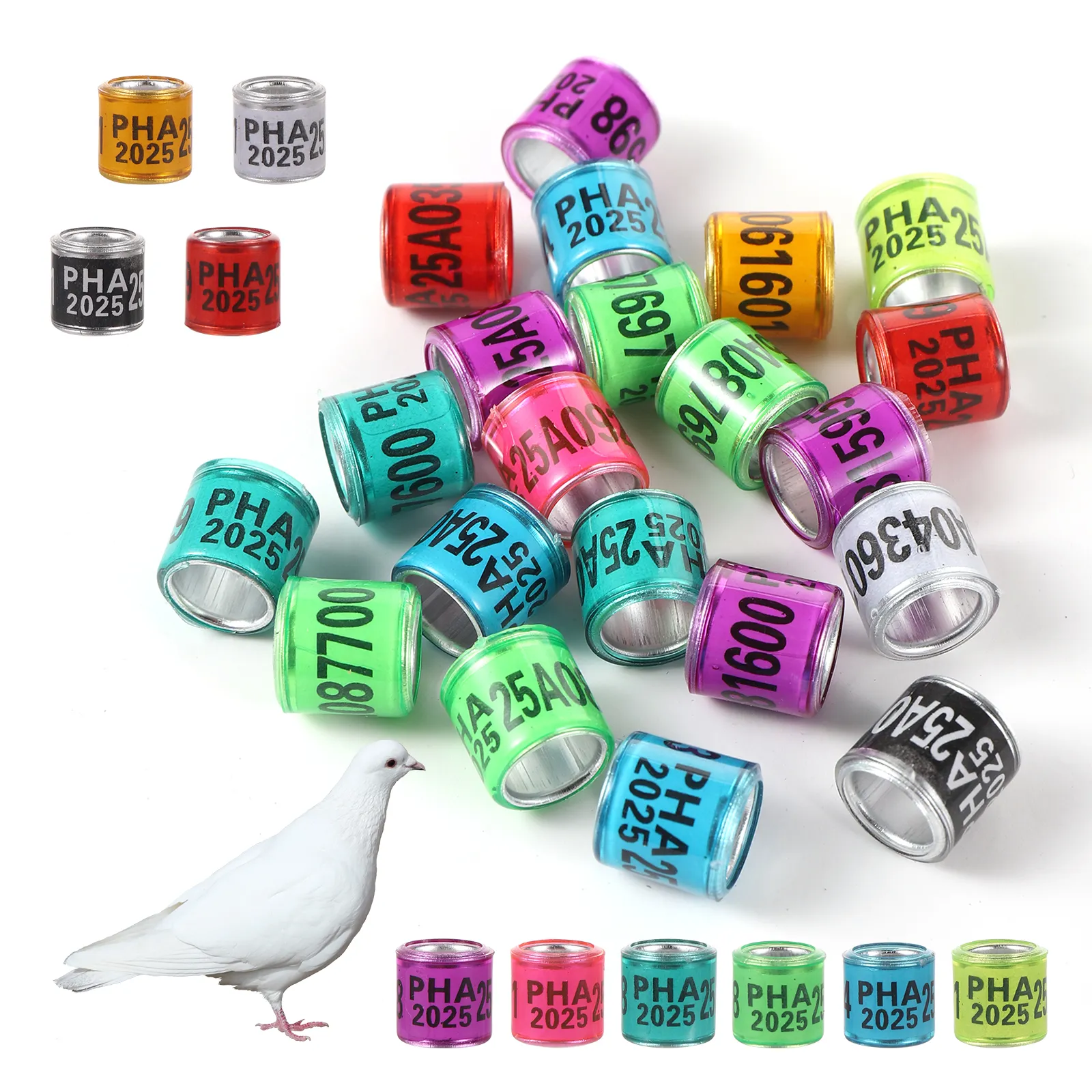 2025 PHA Pigeon Foot Ring 8mm With Numbers Aluminum Plastic Bird Foot ...