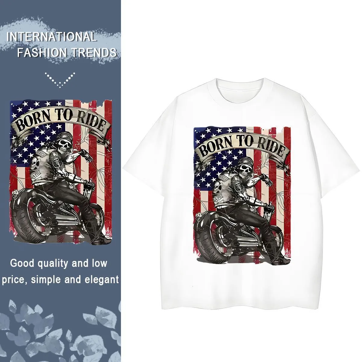 Women's Breathable Cotton T-Shirt with Skull Print - Short Sleeve, 230g ...