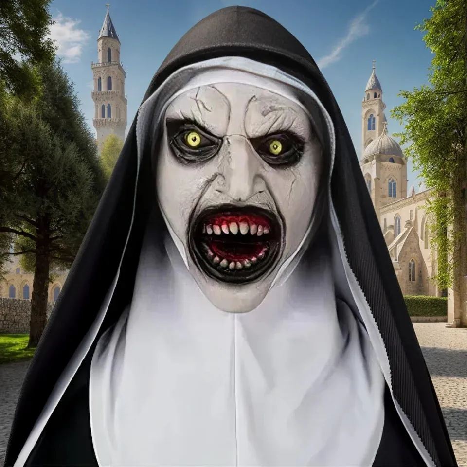 Latex Nun Halloween Face Mask For Women Open Mouth Masquerade Costume ...