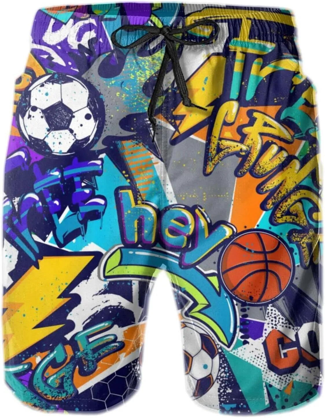 Quick Dry 3D Printed Mens Swim Trunks With Football Doodle Design ...