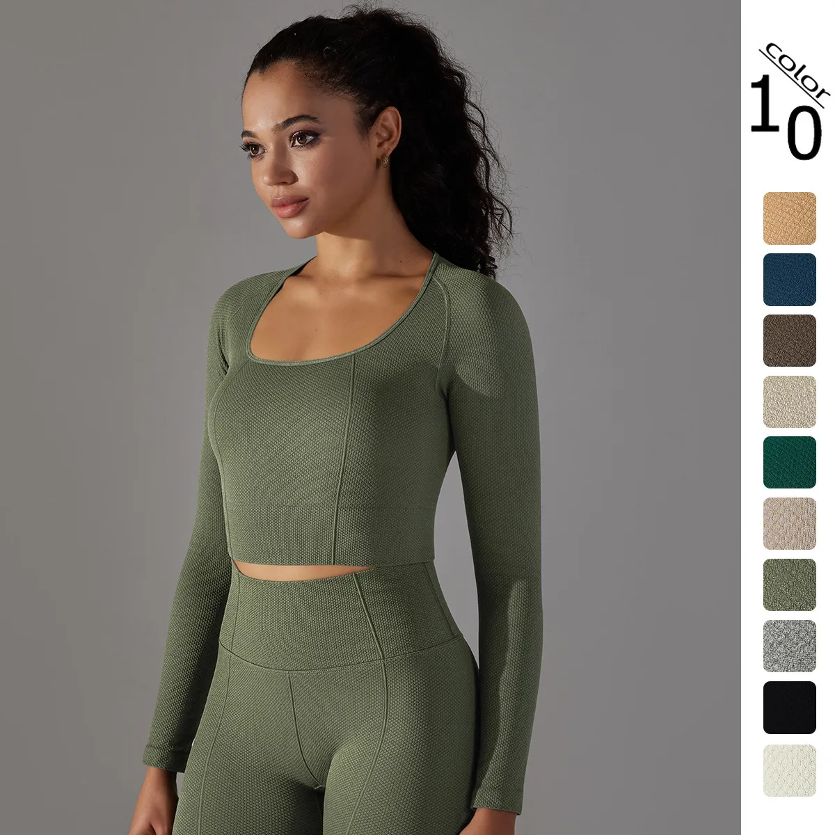 Seamless Yoga T-Shirt: High-Elasticity, Body Shaping, Long Sleeve Top ...