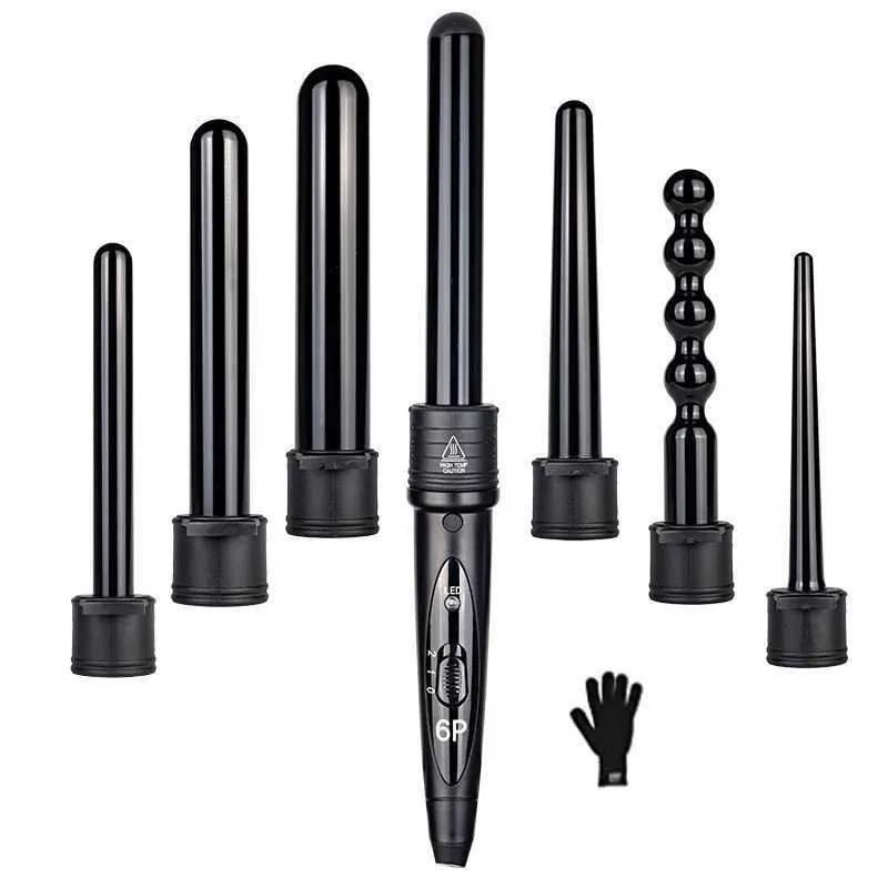 6-in-1 Interchangeable Ceramic Hair Curler Set 9-32mm: Professional ...