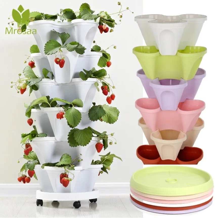 Stackable Flower Pot For Garden Vertical Vegetable Stackable Planters ...