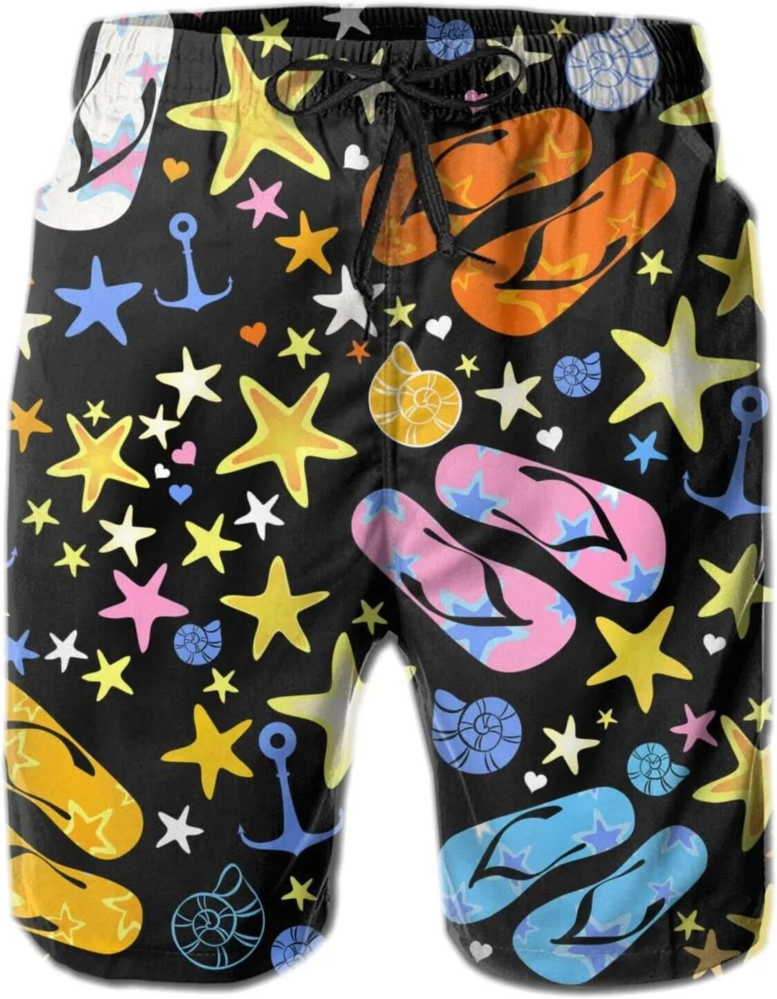Men's Quick-Dry 3D Printed Swim Trunks with Beach Flip Flops - Stylish ...