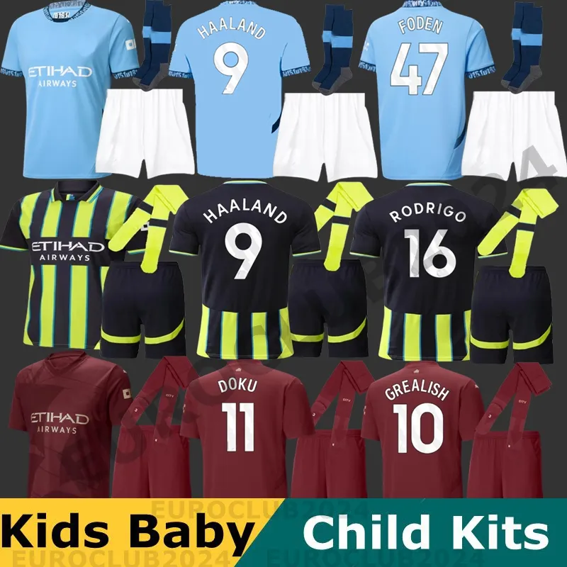 Baby Kids Clothing HAALAND DE BRUYNE FODEN Kit Sets 2024 2025 Children ...