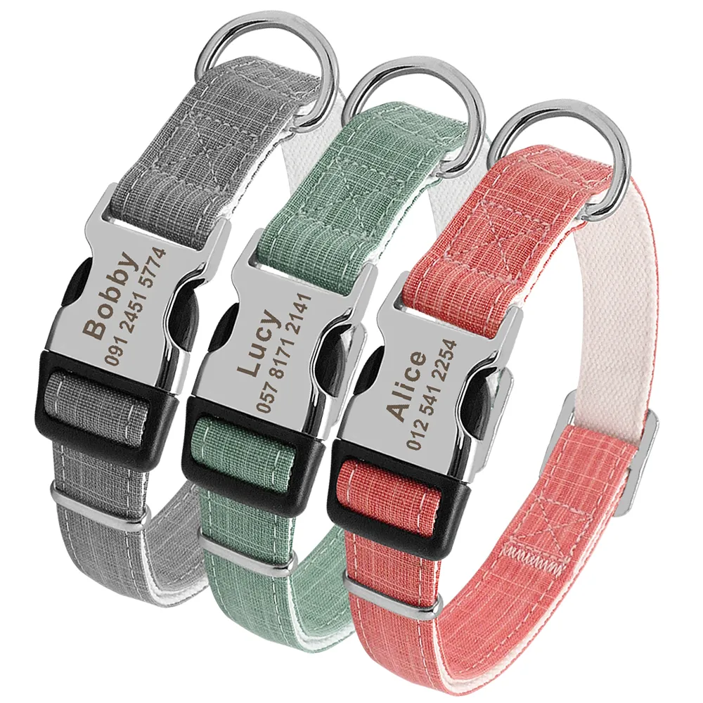 Wholesale Personalized Nylon Trackable Dog Collar With Engraved Name ...