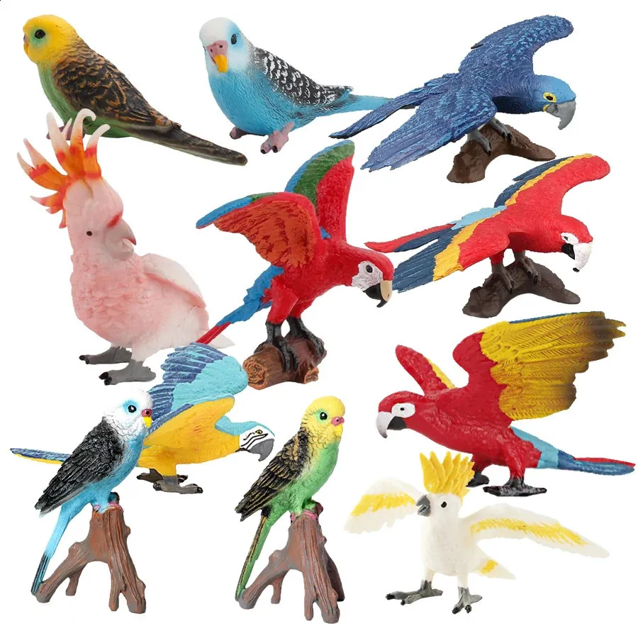 Realistic Parakeet Plush Toy Figurine: Miniature Wild Animal Bird for ...