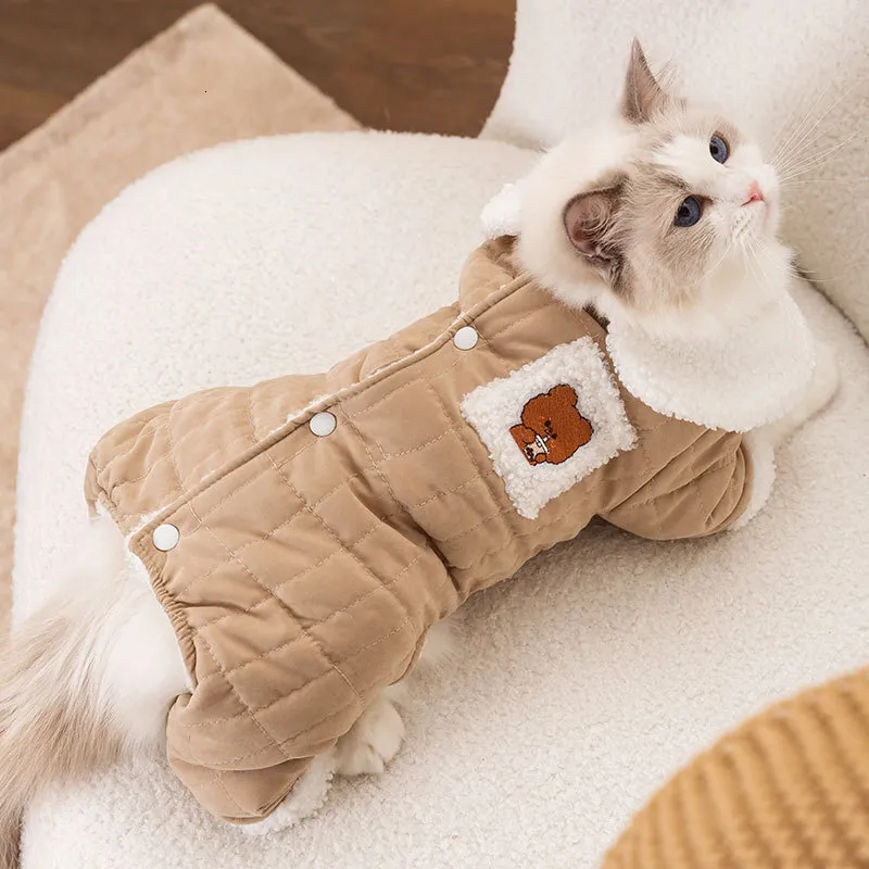 Warm Autumn Winter Cat Clothes: Cotton Quilted Four-Legged Pet Clothing ...