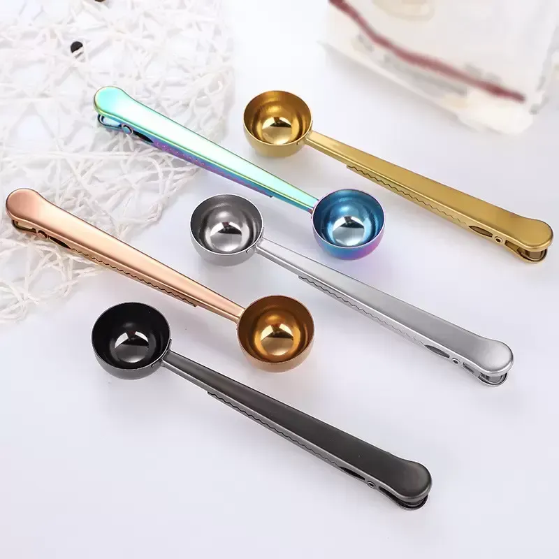Premium Stainless Coffee Scoop with Bag Clip - 2-in-1 Measuring Spoon ...