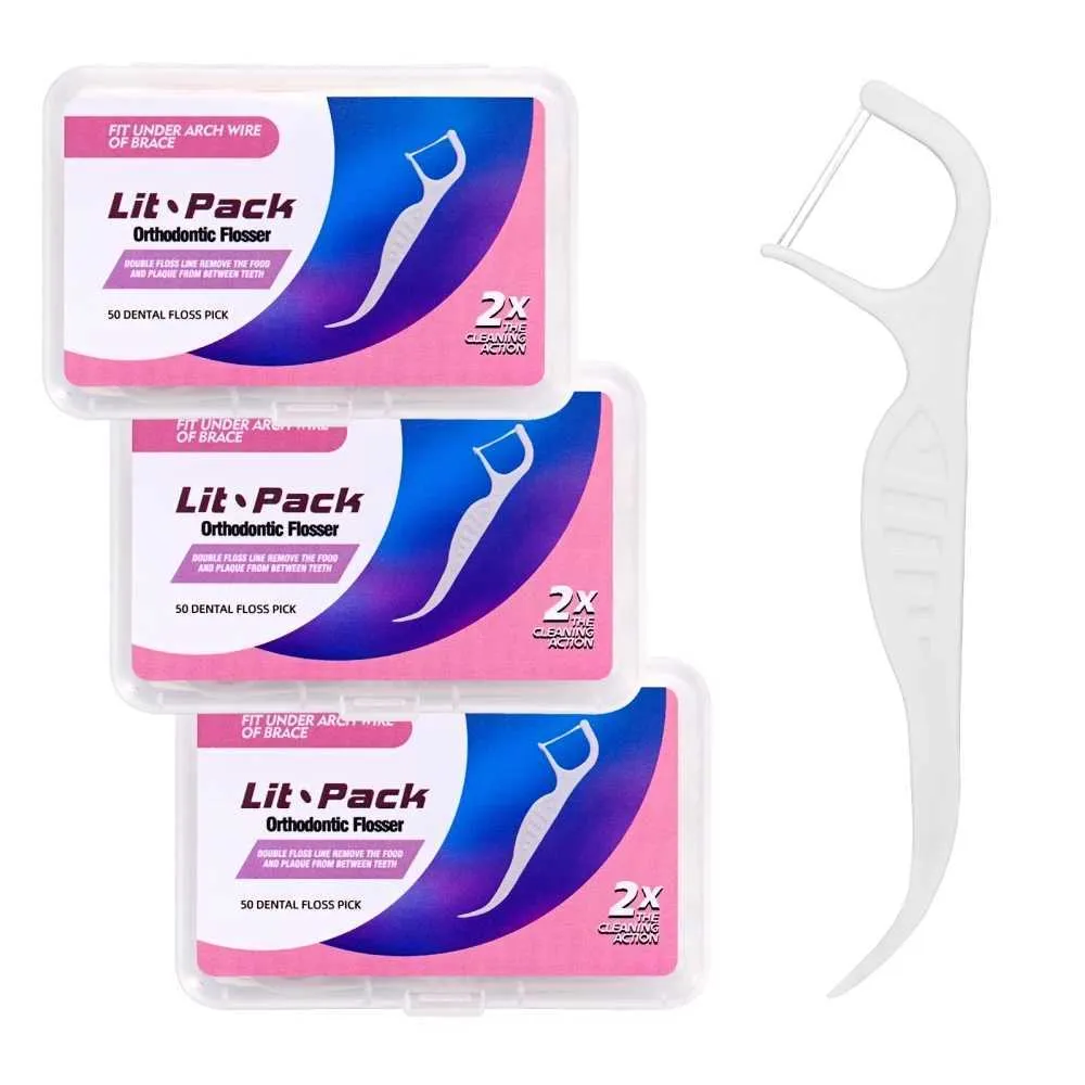 XJ240830 Orthodontic Floss Picks For Braces Twin Line Floss With ...