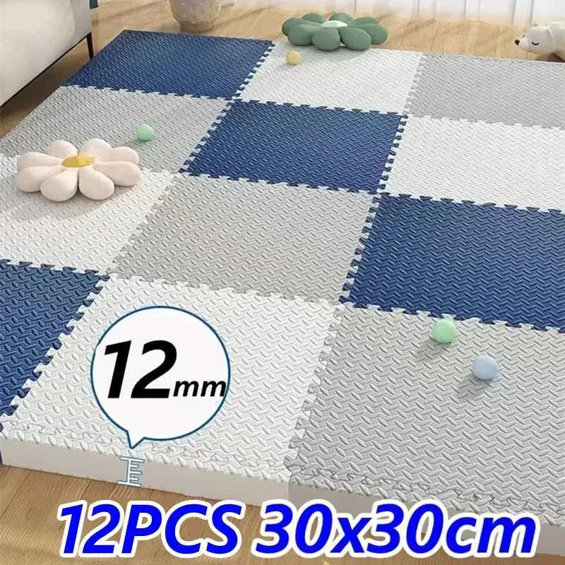 12-Piece Baby Play Mat Set: 1.2cm Thick, Interlocking Foam Tiles ...