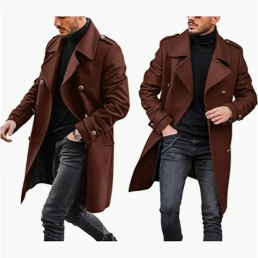 Men's Classic Double Breasted Trench Coat - Long Jacket, British Style ...