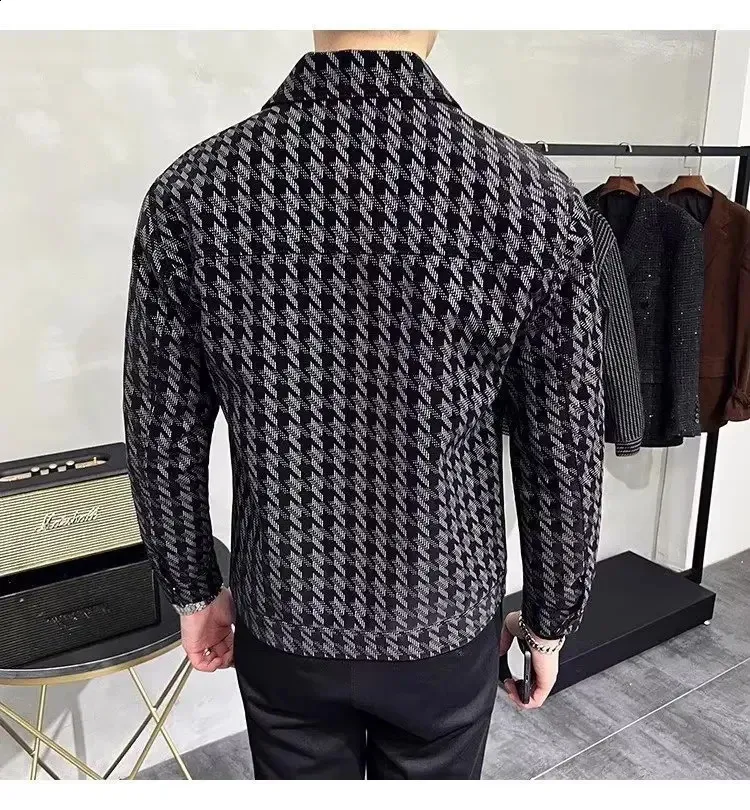 Men's Slim Fit Striped Casual Jacket - Korean Style Lapel Leather ...