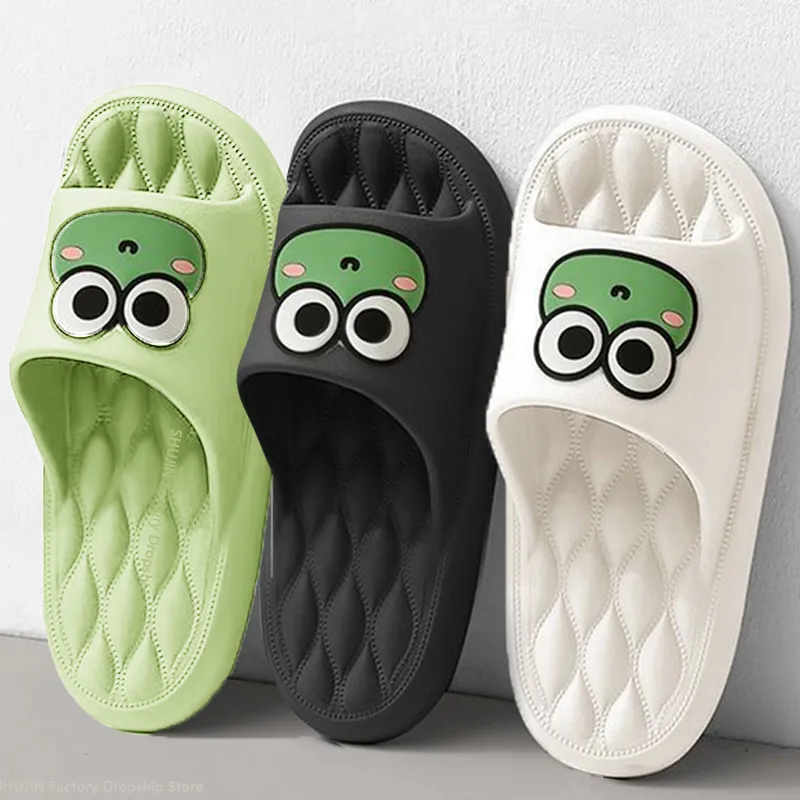 Bulk Cartoon Frog Cat Slides Non Slip Summer Beach Slippers For Women ...