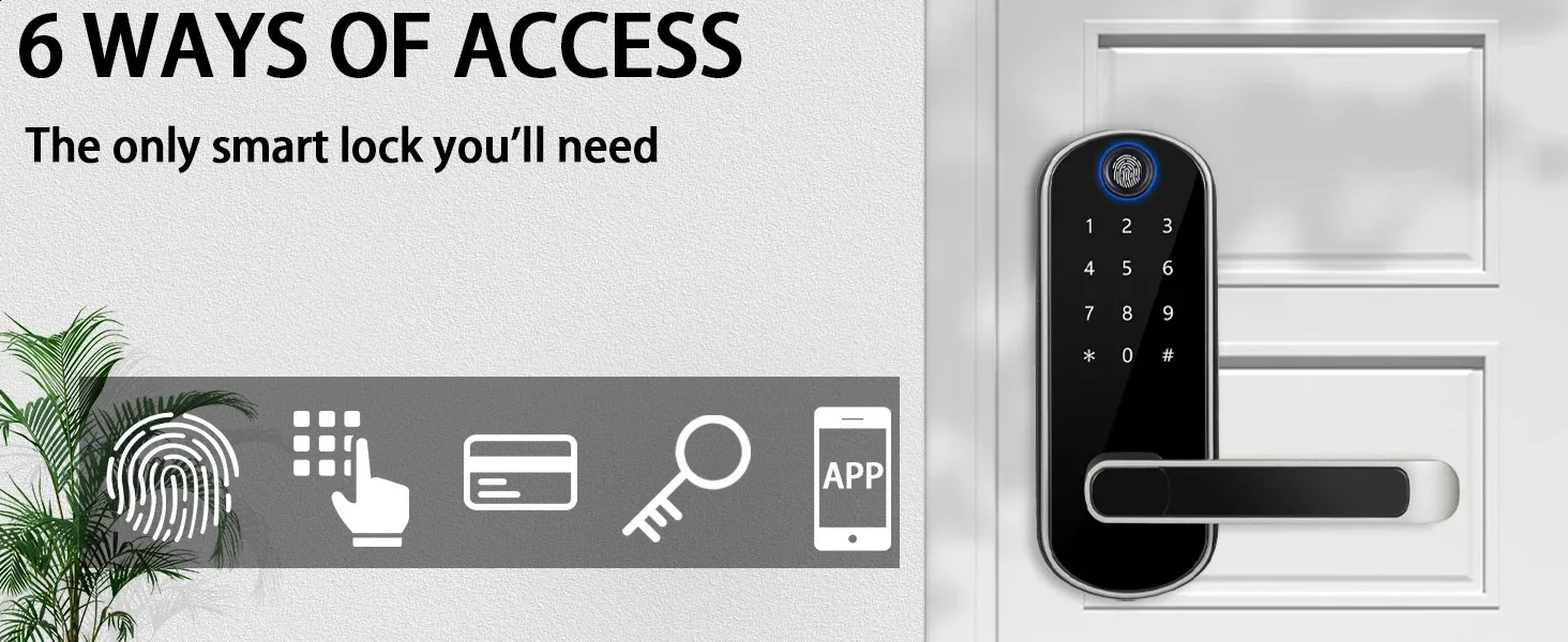 KeylessEntry Fingerprint Smart Door Locks Digital Code Passcode Access ...