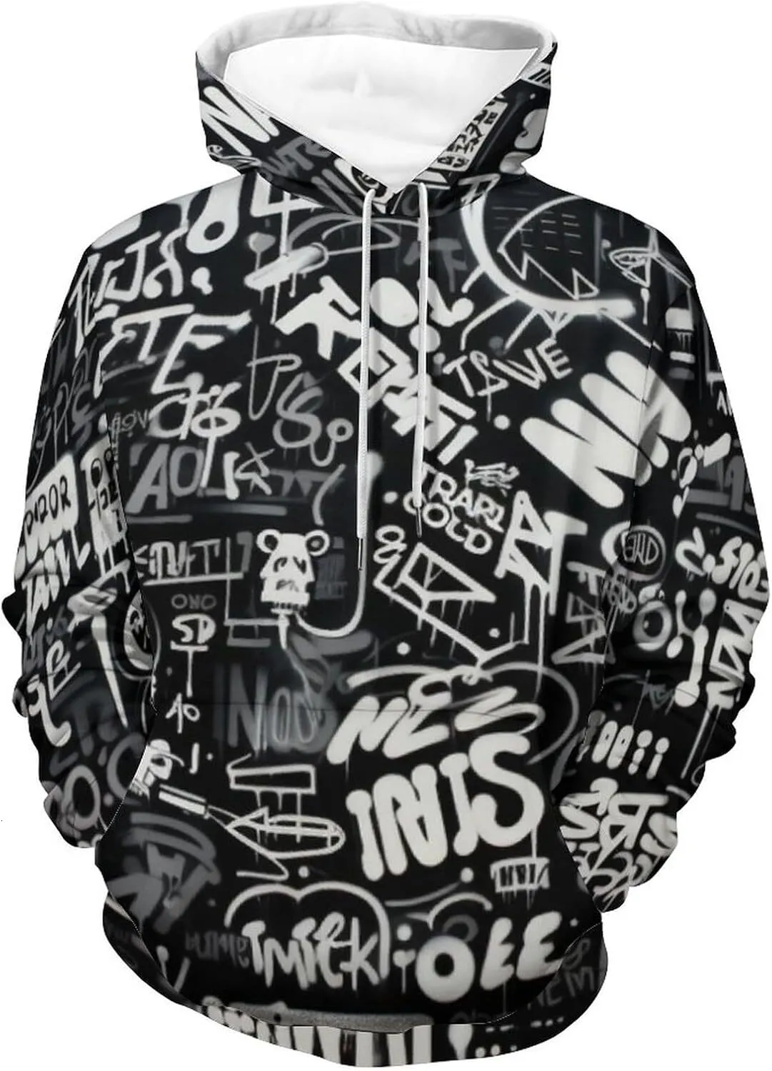 Men's Hip Hop Graffiti Graphic Aftco Reaper Hoodie Cool Long Sleeve ...