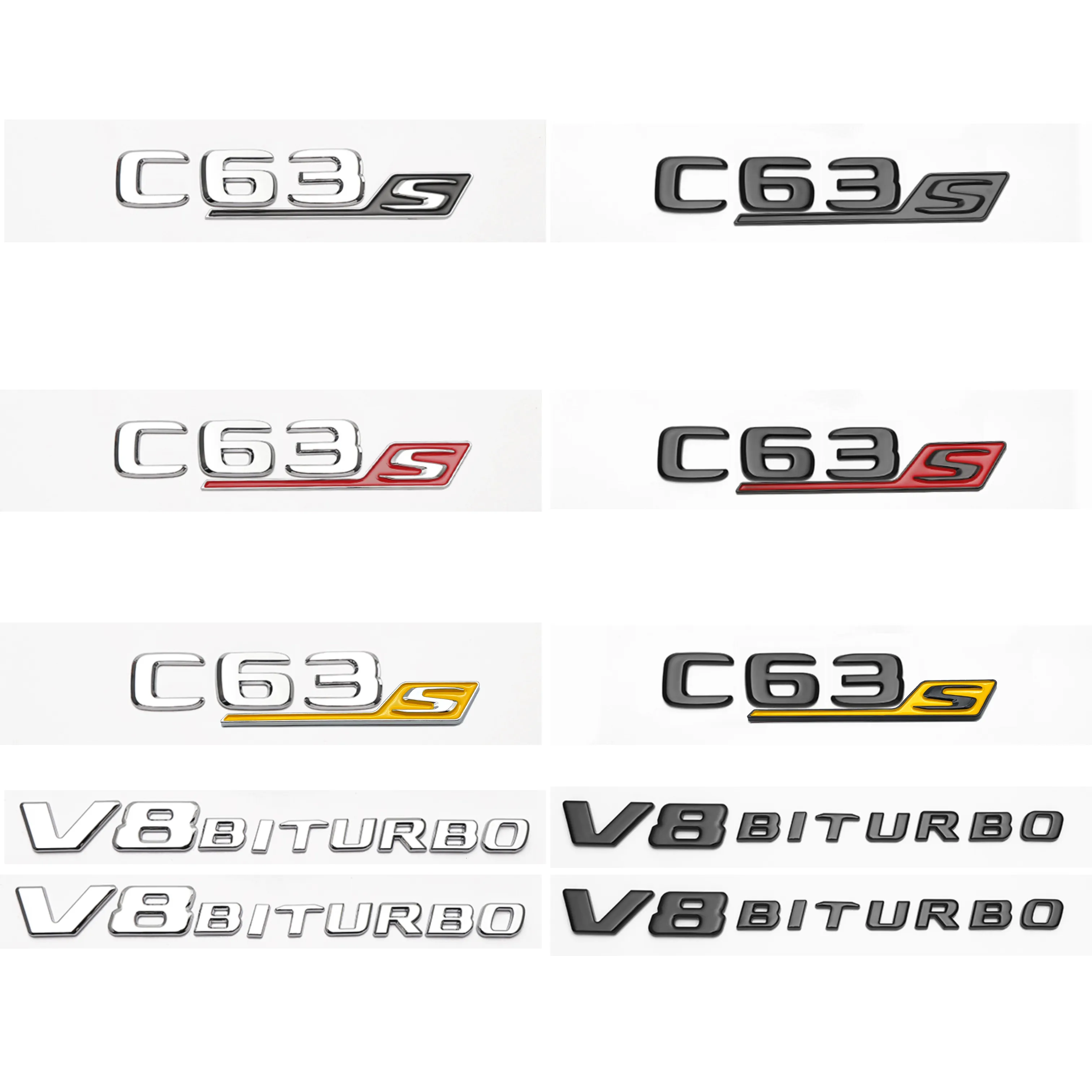 Mercedes Benz AMG C63s Coupe 3D Chrome V8 Biturbo ABS Emblem Side ...