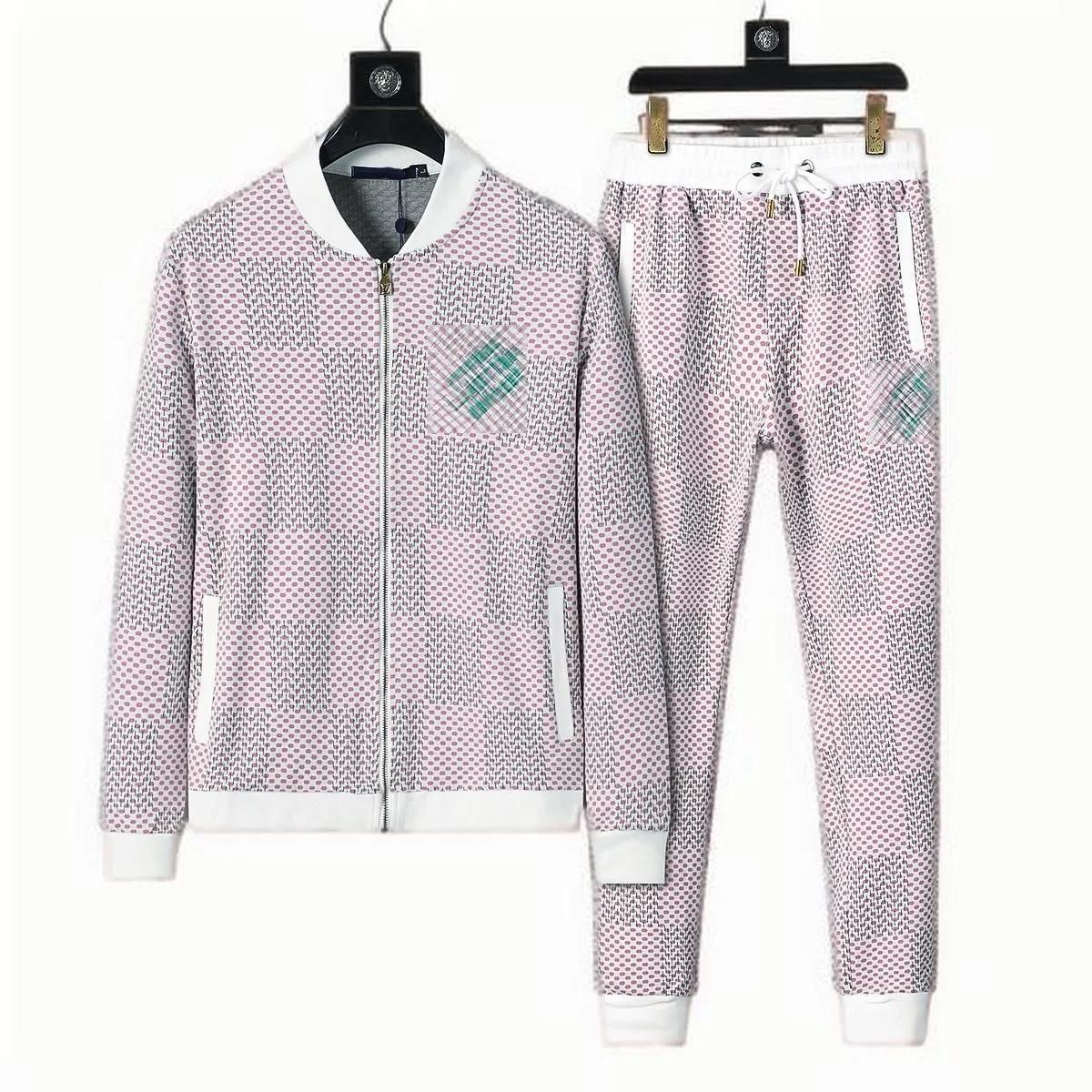Men's Tracksuit Set 2-Piece Slim Fit Cotton Dobby Zipper Jacket and ...