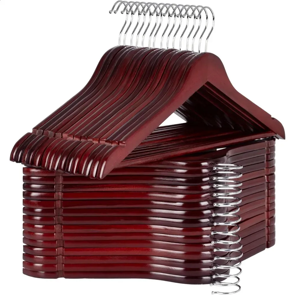 30 Pack Deep Cherry Wooden Coat Cheap Hangers In Bulk For Coats, Shirts ...