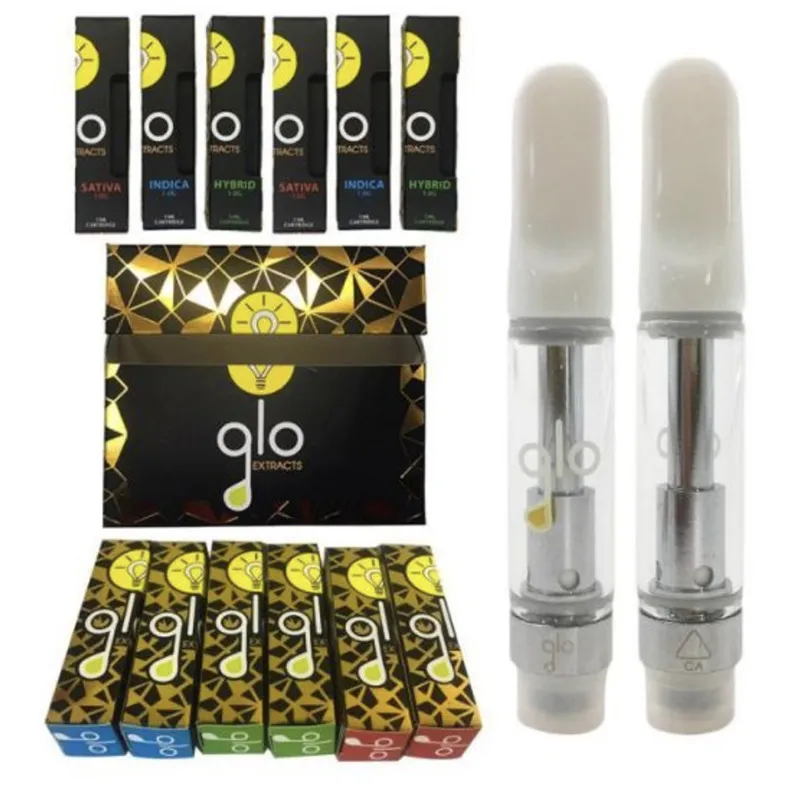 Glo Extracts Vape Cartridge Set: 0.8ml & 1.0ml Ceramic Coils, Multiple ...