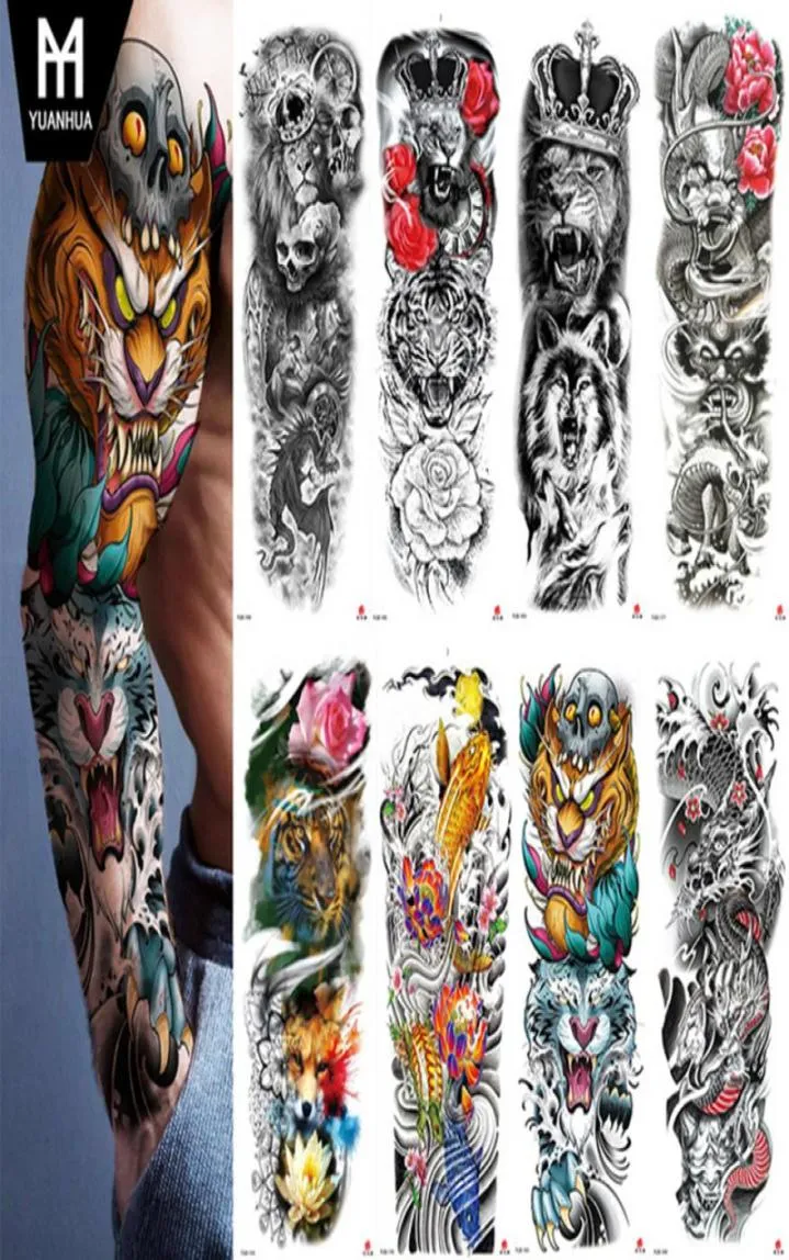 Skull Arm Sleeve Tattoo Stickers Sexy Waterproof Large And Fake Body Art Decals For Men And Women