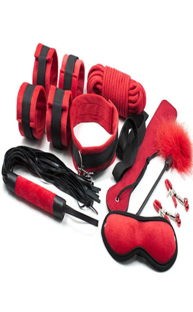 9 In 1 Adult Games Ass Spanking Paddle Wrist Ankle Cuffs Mouth Plug