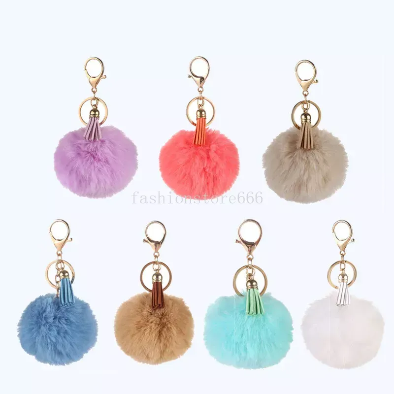 8cm Pompom Tassel Charm Keychain Ring Gold Car Keyring Holder, Faux ...