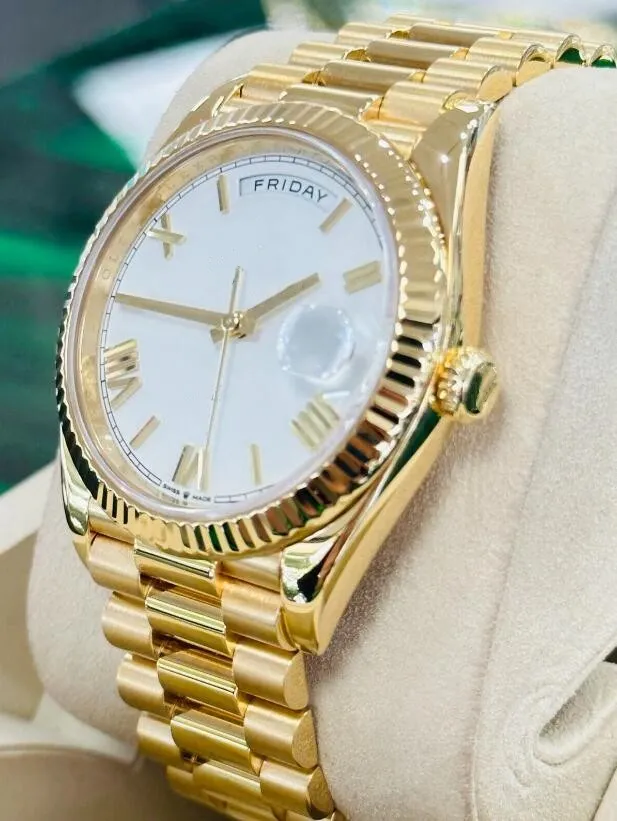 18K Yellow Gold Japanese Automatic Gold Watches For Men For Men With ...