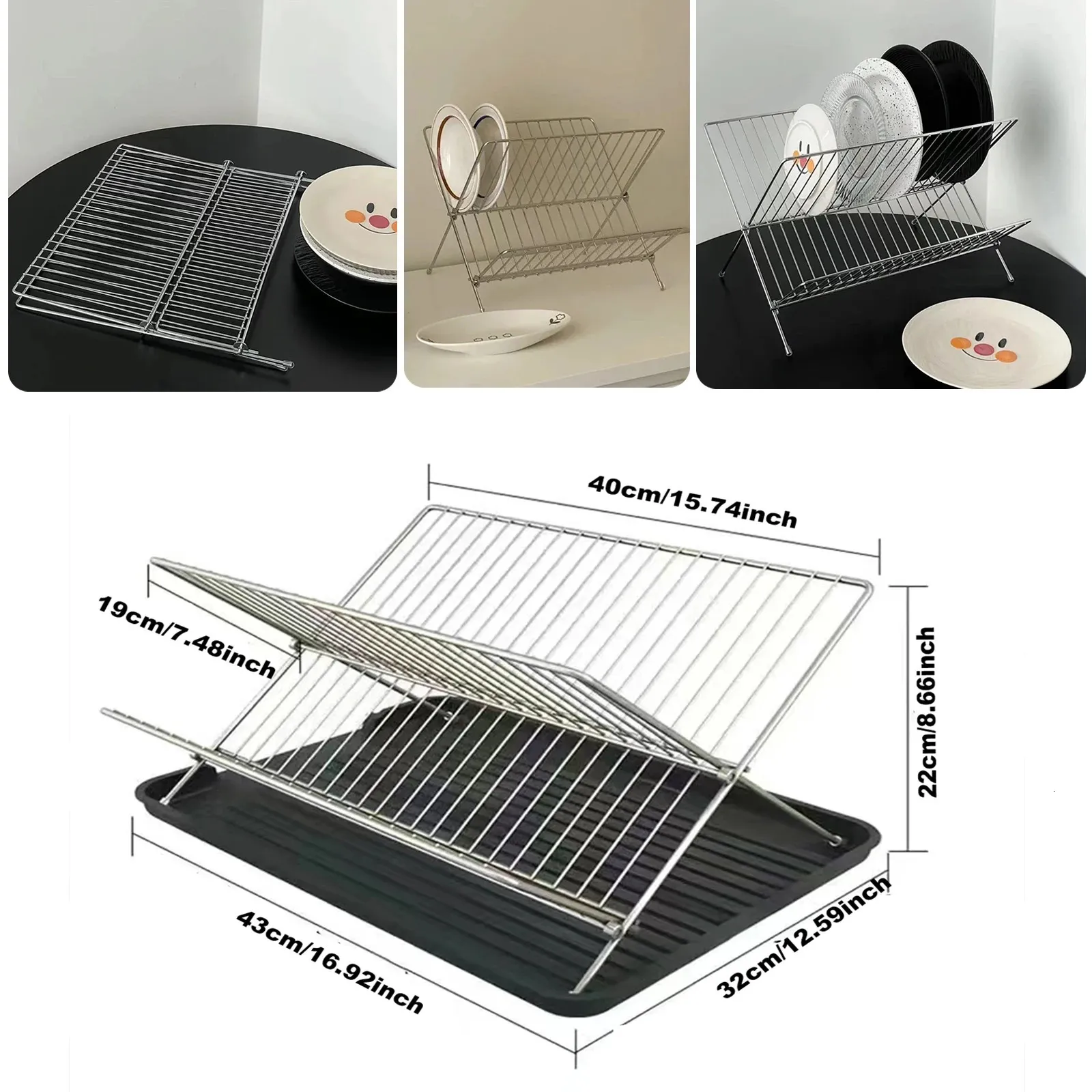 DHgate.com:2-Tier Stainless Steel Dish Drying Rack, Silver ...
