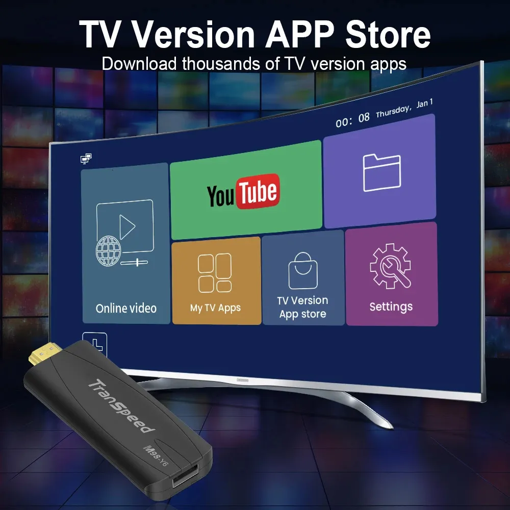 Transpeed TV Stick Android 13 ATV With TV App 4K 3D TV Box 2.4G 5G Voice Assistant Control Media ...