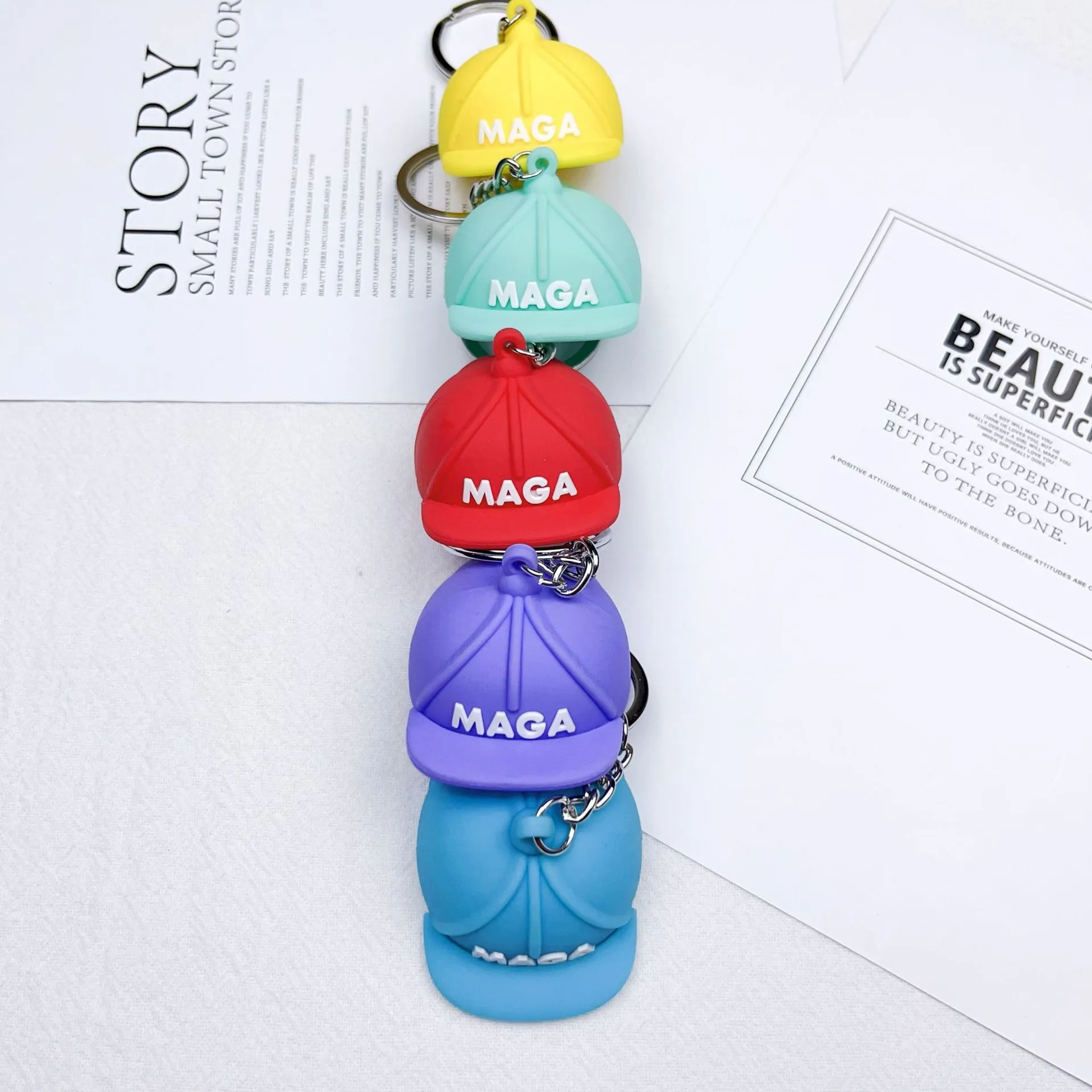 Chaves De Macaron Cap Cap Cap: Cartoon Fofo USA 2024 Maga Party Silicon ...