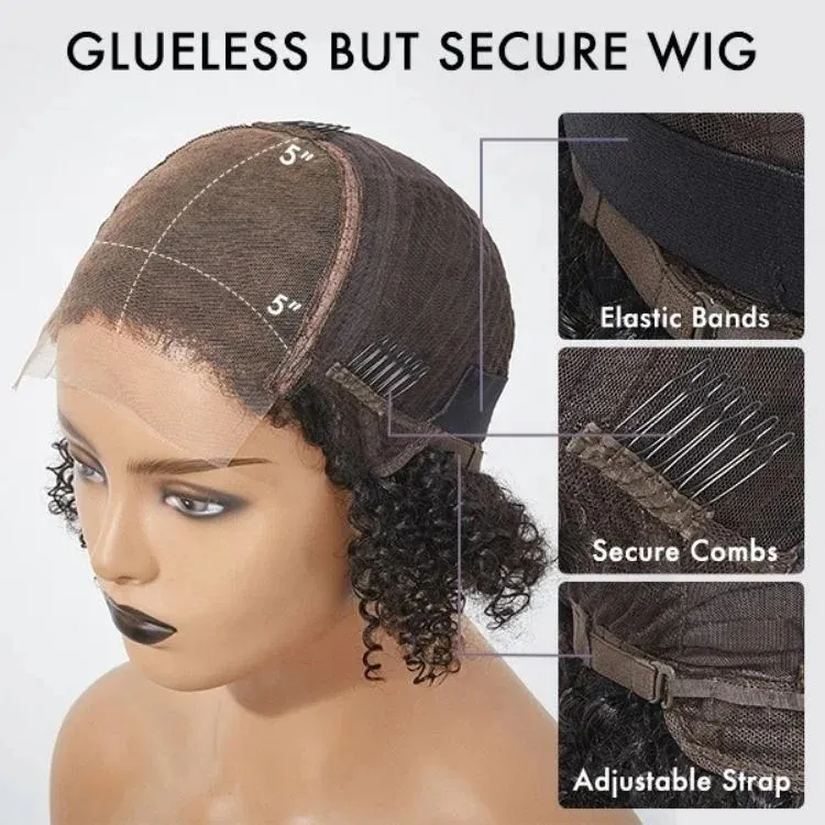 Glueless Body Wave 5x5 Transparent Lace Closure Wig, Pre-Plucked Side ...