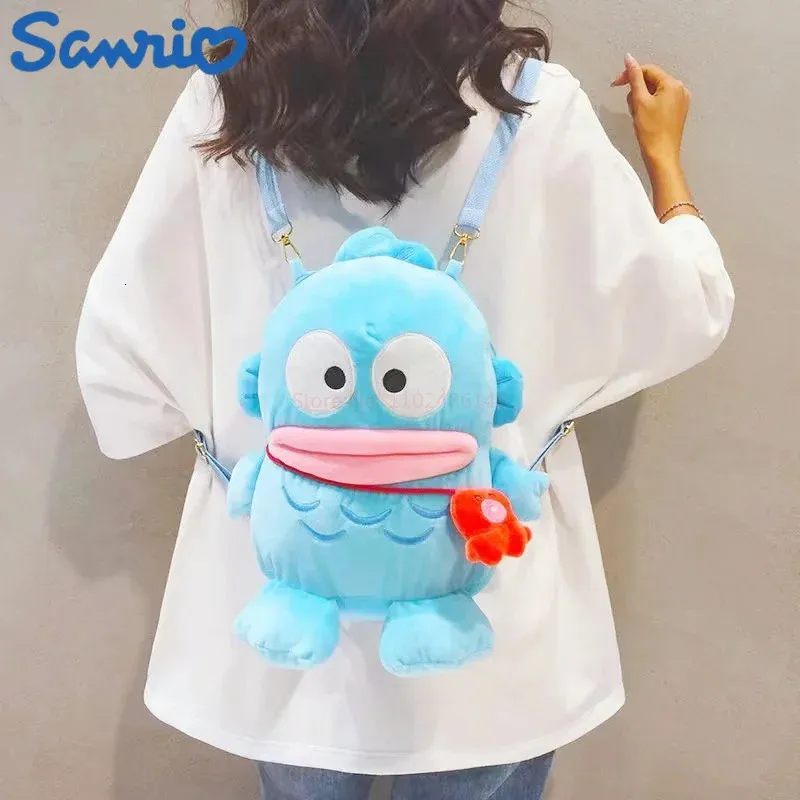 Anime Sanrioed Hangyodon Plush Backpack Cartoon Kawaii Doll Soft ...