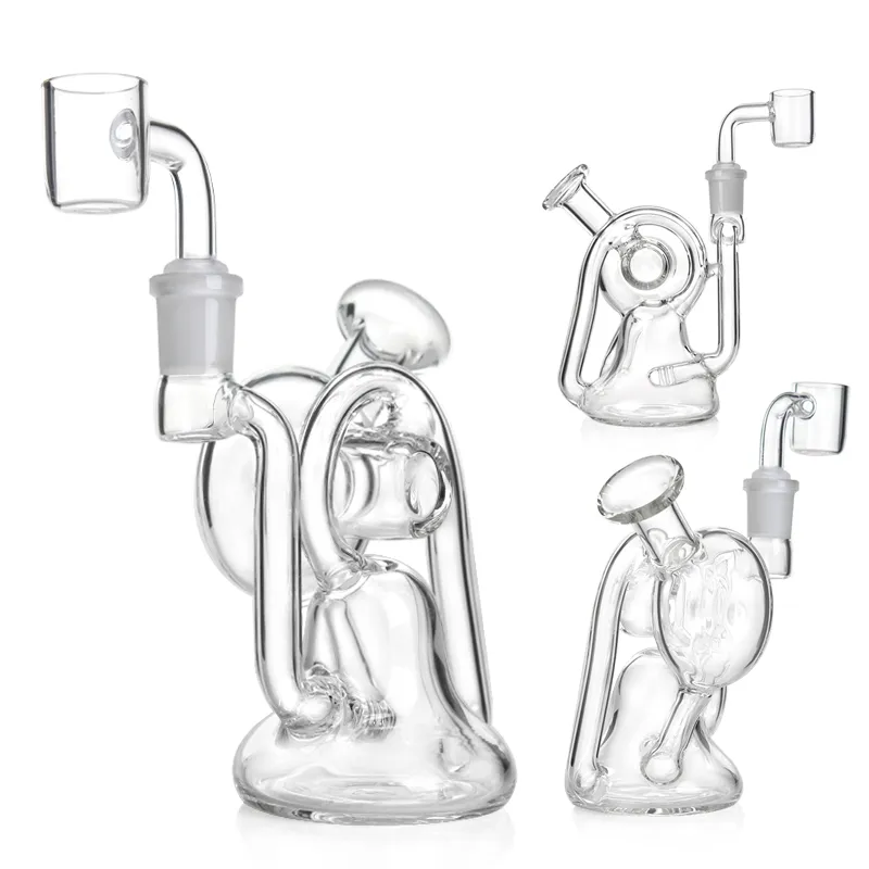 Handrafted Borosilicate Glass Man Mini RIG Recycler Bong With Quartz ...