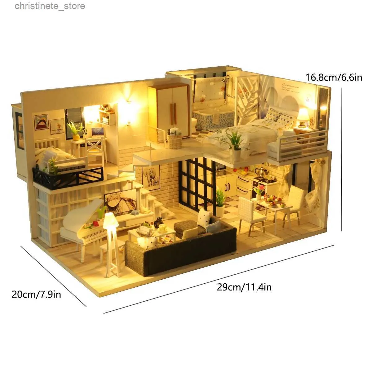 DIY Dollhouse Kit - Miniature Duplex Apartment, 3D Puzzle, Handmade ...