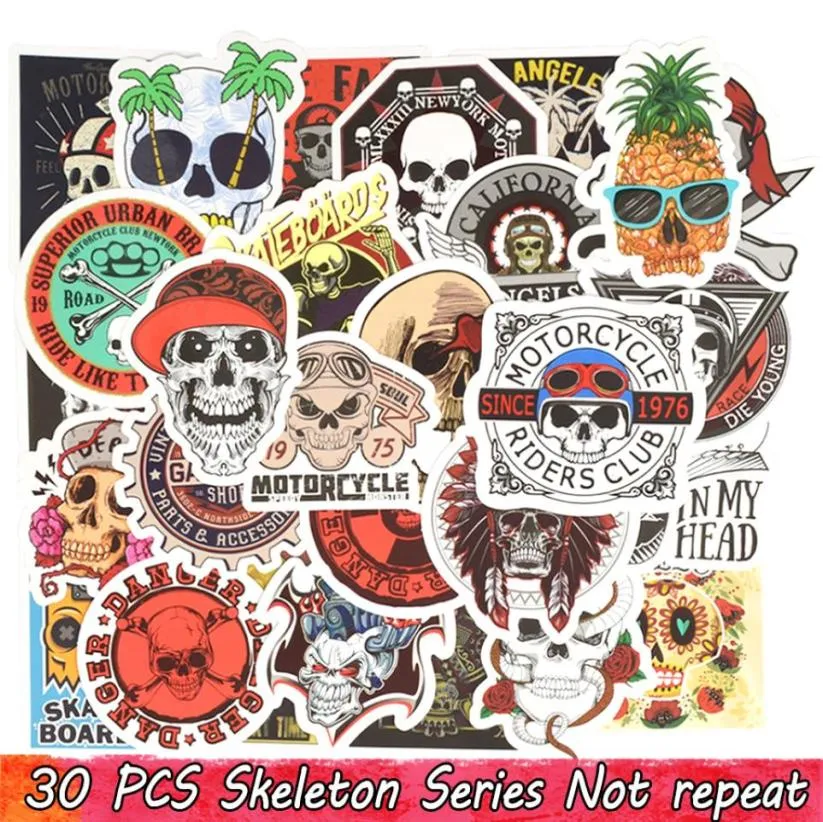 DIY Laptop Skateboard Waterproof Decals 30mm Punk Skull Stickers For ...