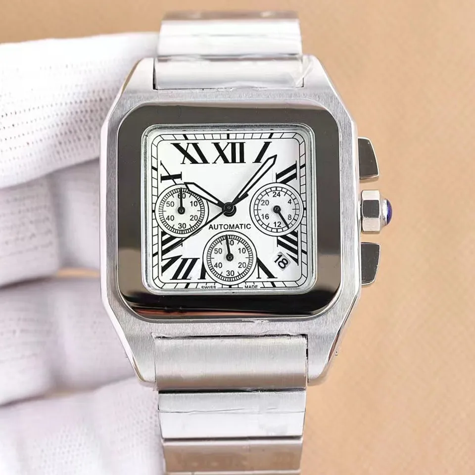 Men's Square Quartz Watch: Designer Genuine Leather Wristwatch, Classic ...