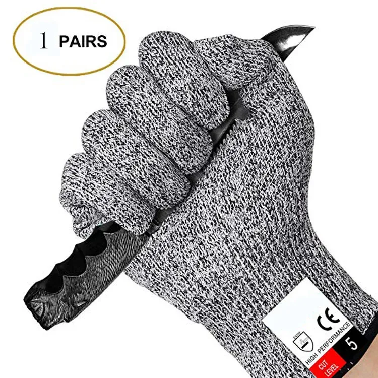Black Work Gloves Cut Resistant Protective Gloves - Level Anti-Cutting ...