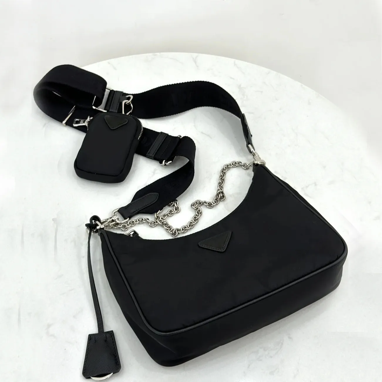 Luxury Nylon Shoulder Bags: Designer Chain Crossbody With Chain Clutch ...