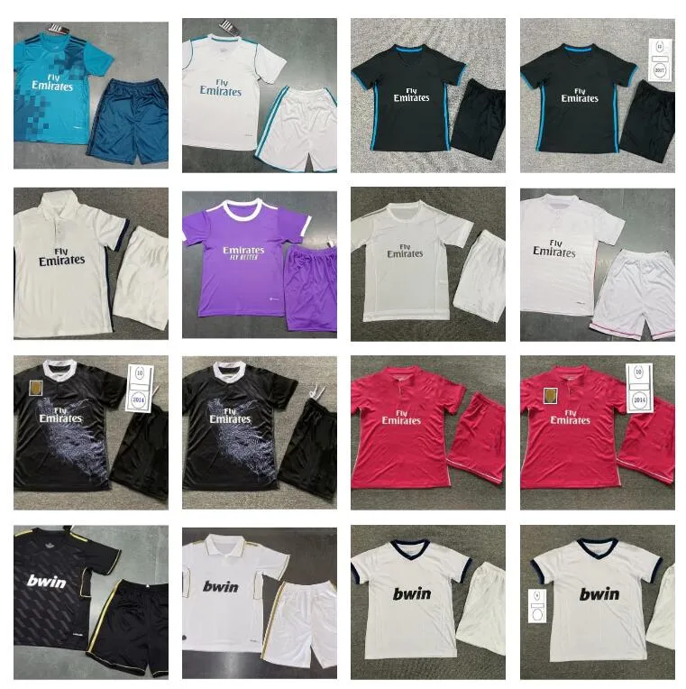 Men Kids Kit Real Madrids Retro Soccer Jerseys 2016 2017 2018 BENZEMA ...