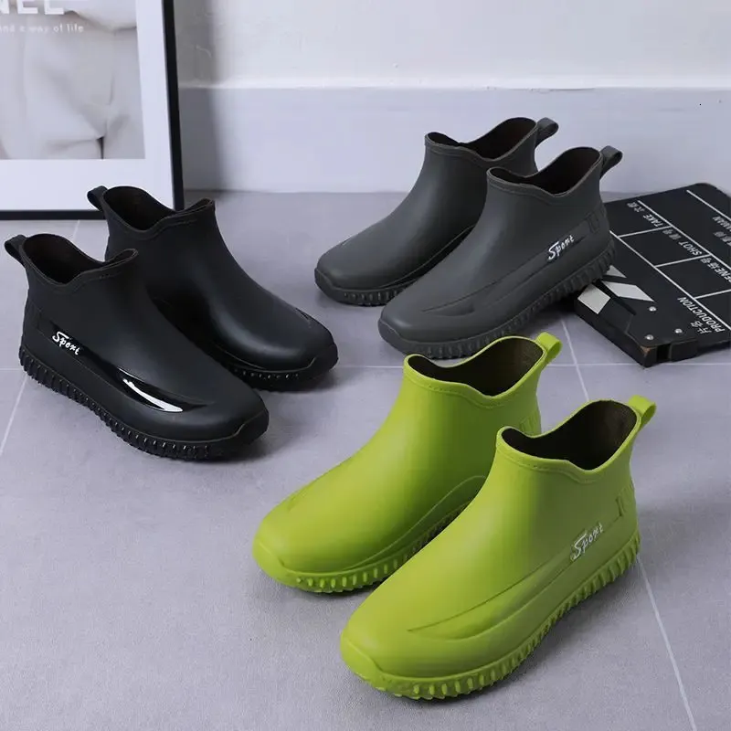 Men's Short Rain Boots: Fashionable Waterproof Rubber Shoes - Non-Slip ...
