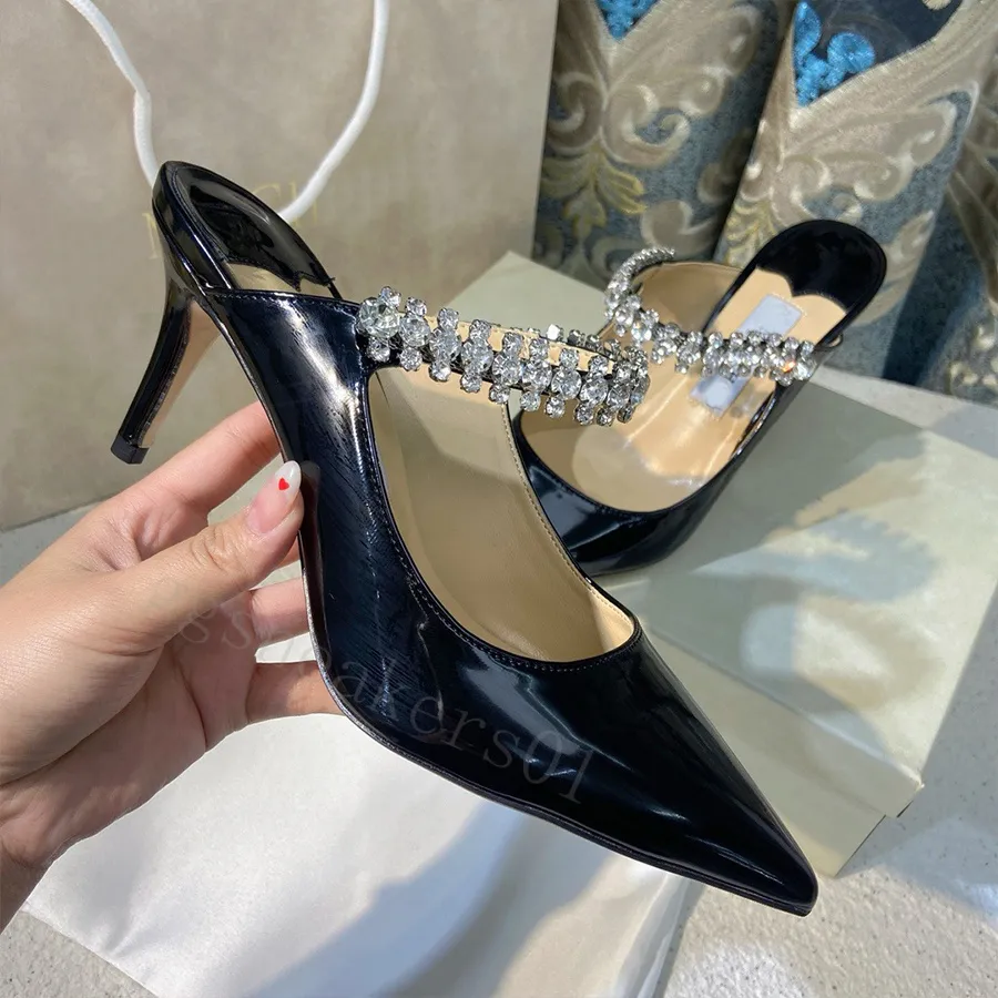 Designer Slingback Pumps: Women's Patent Leather Pointed Toe High Heels ...