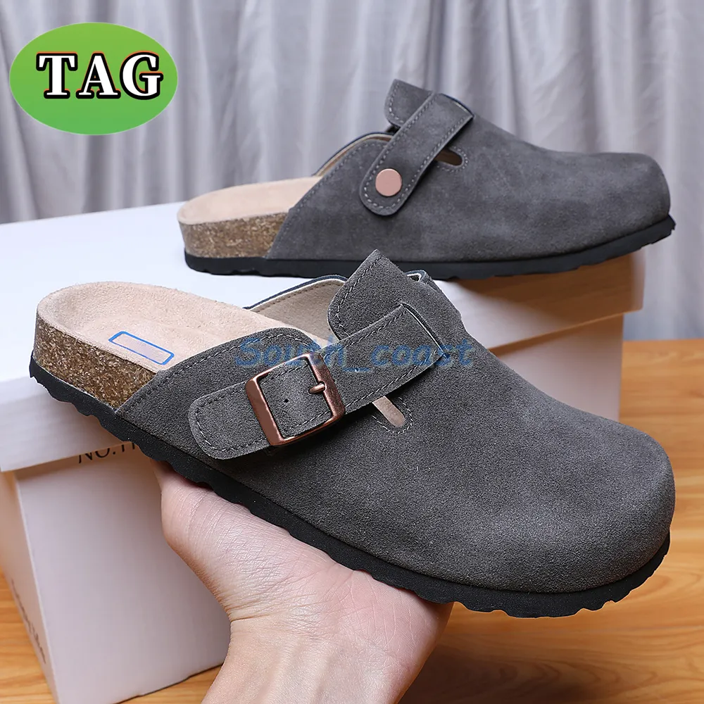 Leather Boston Clogs: Taupe & Pink Flats, Taupe Cork Sole, Perfect For ...