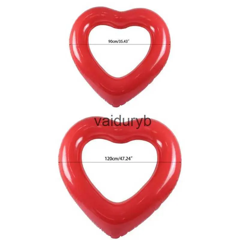 Red Heart Swimming Ring for Kids - Thick PVC Inflatable Pool Float ...
