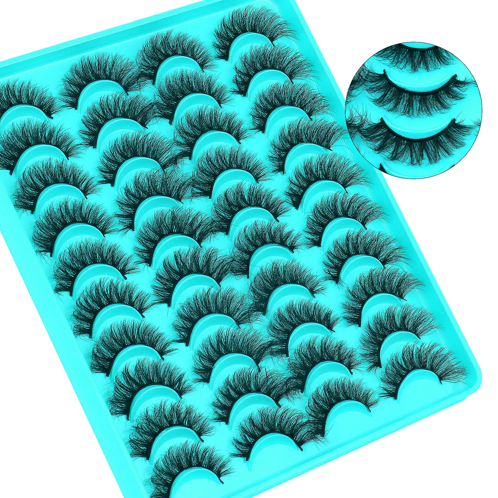 Handmade 3D Mink Eyelashes Reusable Wispy Soft Full Strip Lashes Thick ...