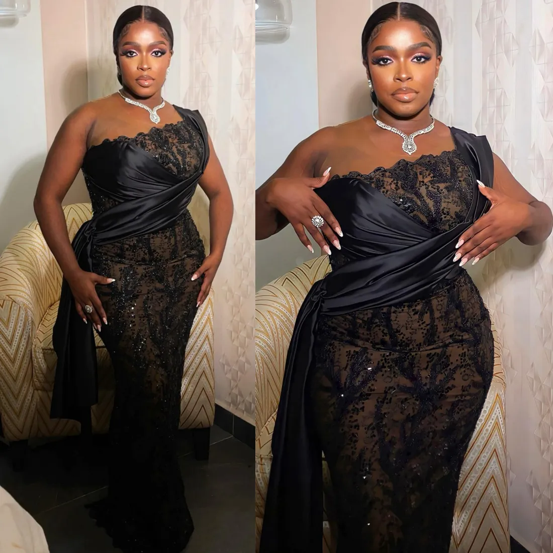 Plus Size Mermaid Lace Dress: Elegant Black Party Gowns With Aso Ebi ...