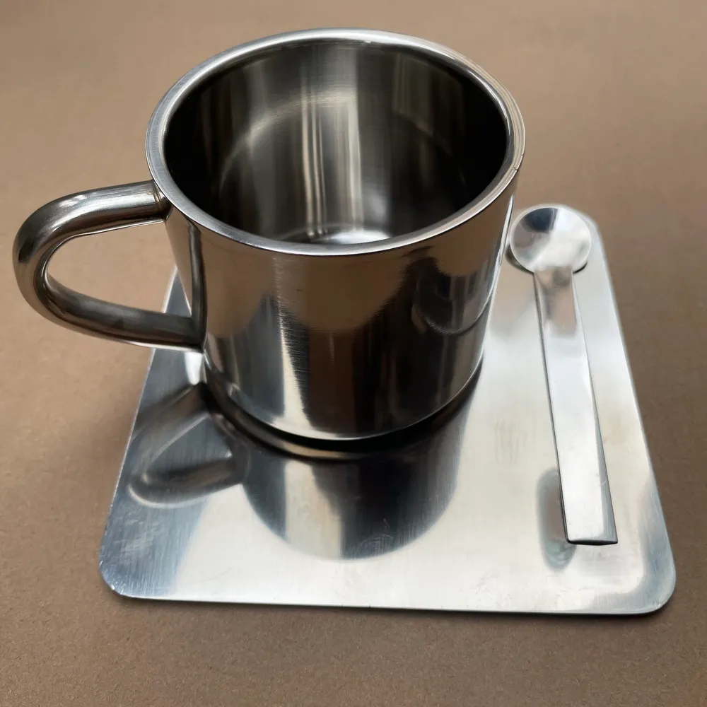 Elegant Stainless Steel Cups And Saucers Set With Spoon, Rust Resistant ...