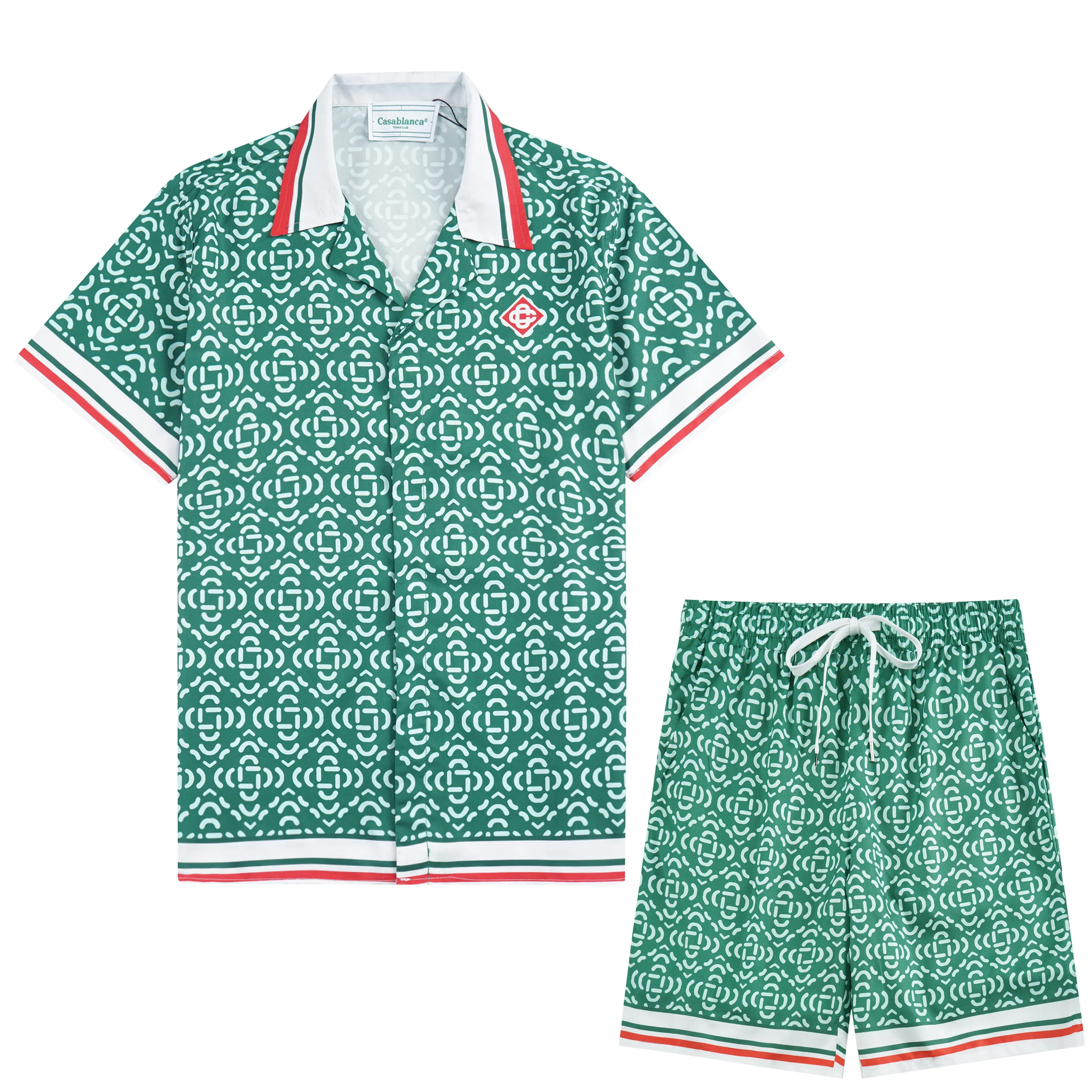 Designer Mesh Shorts & Polo Tee Set: Casablanca Summer Apparel For Men ...
