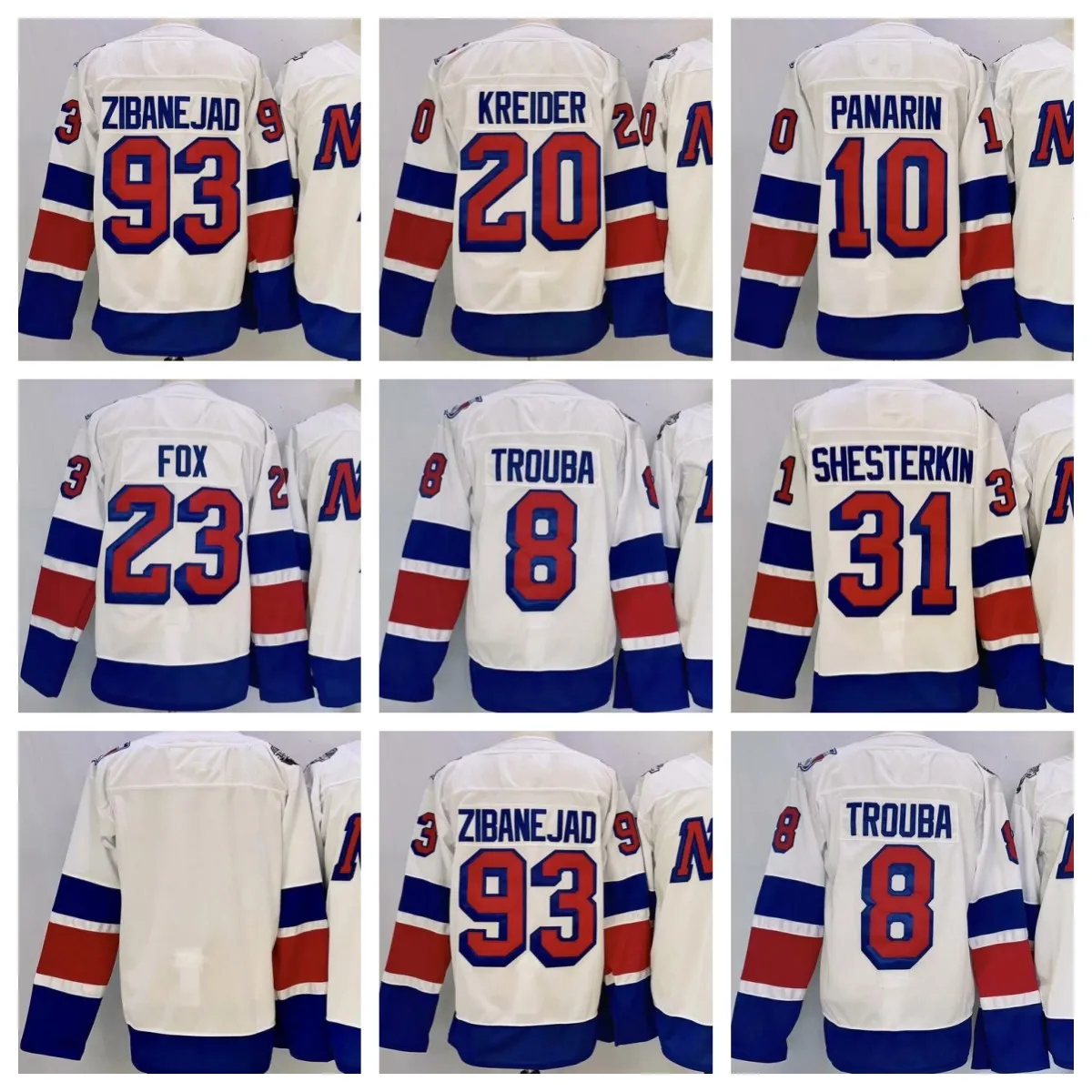 NYR 2024 Stadium Series Vintage Hockey Shirts Mika Zibanejad #93, Adam Fox #23, Artemi Panarin ...