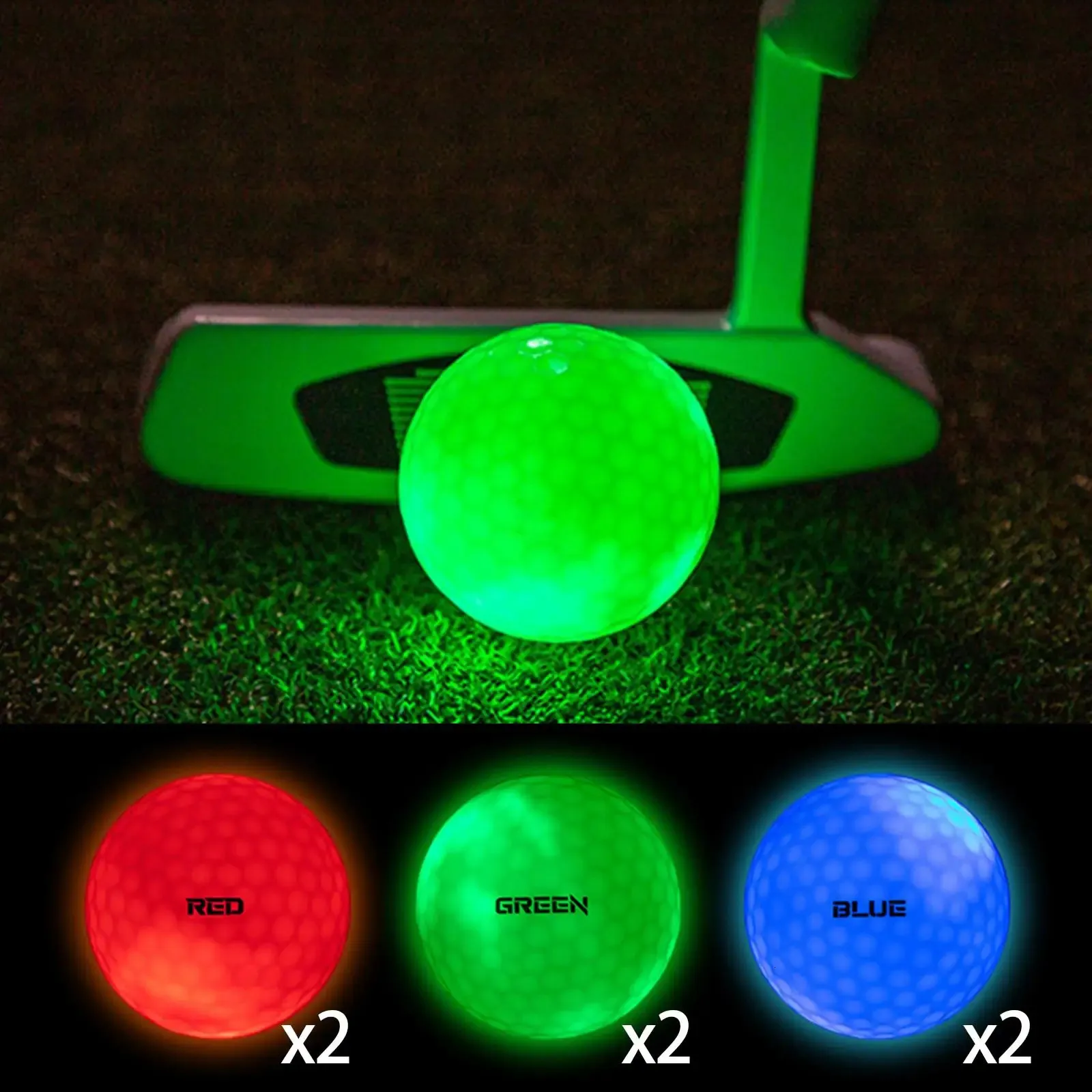 Light Up Golf Balls 6 Pack LED Glow In The Dark For Night Golf Blue ...